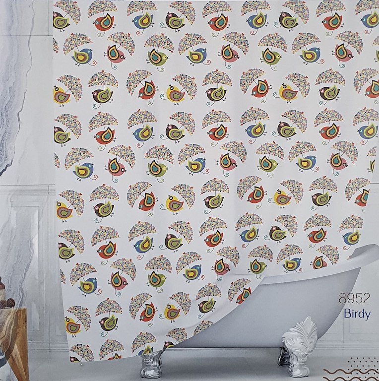 Dvodelna zavesa za kupatilo 2x110x200 cm BIRDY