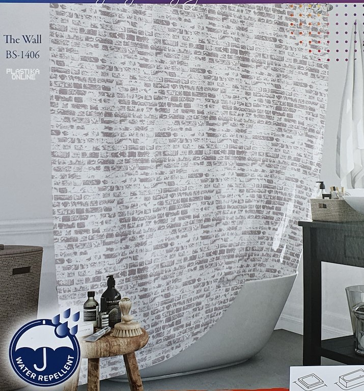 Jednodelna zavesa za kupatilo 180x200cm WALL