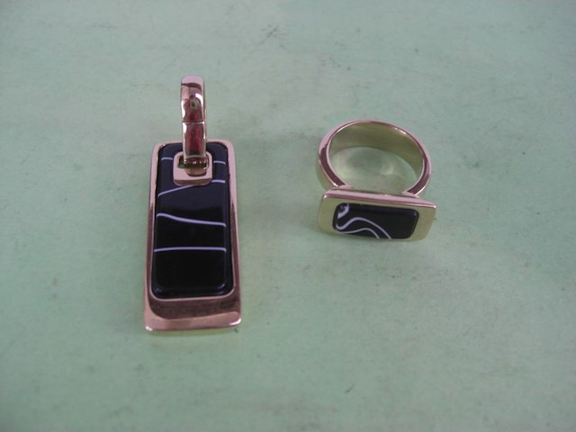 Komplet- pozlaceni prsten  privezak