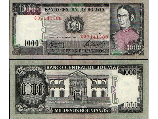 Bolivia 1000 Pesos Bolivianos 1982. P-167. UNC.