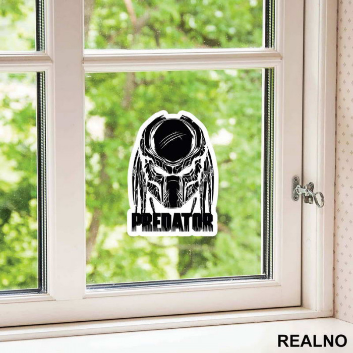 SKULL OUTLINE - PREDATOR - NALEPNICA