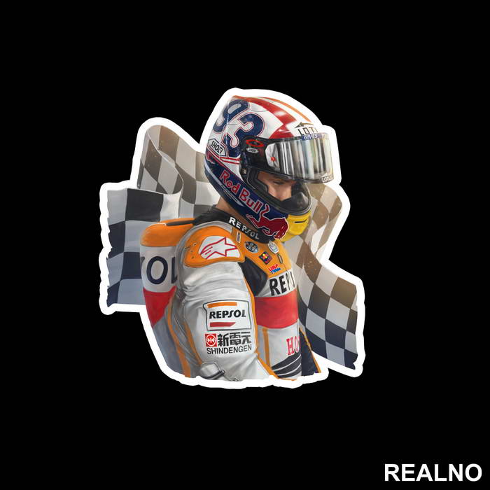 MARQUEZ AND A FINISH LINE FLAG - 93 - MOTOGP - SPORT - NALEPNICA