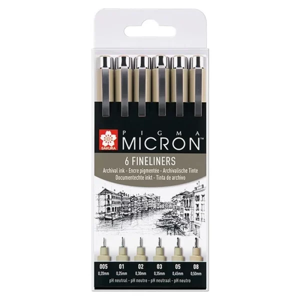 Pigma Micron, liner, set, black, 6K