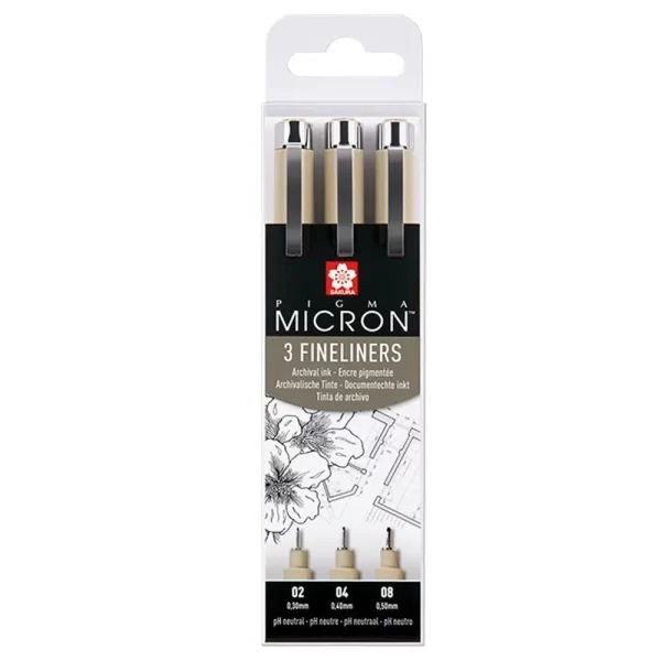 Pigma Micron, liner, set, black, 3K