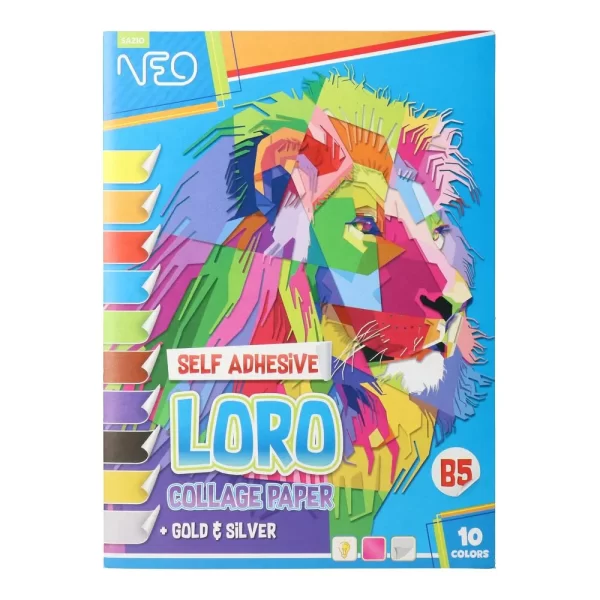 Loro sticky, kolaž papir, 10 boja, samolepljiv, B5