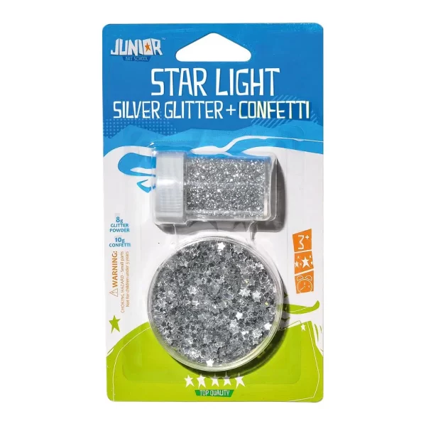 Star light, šljokice, blister, puder-zvezdice, srebrna, 50g