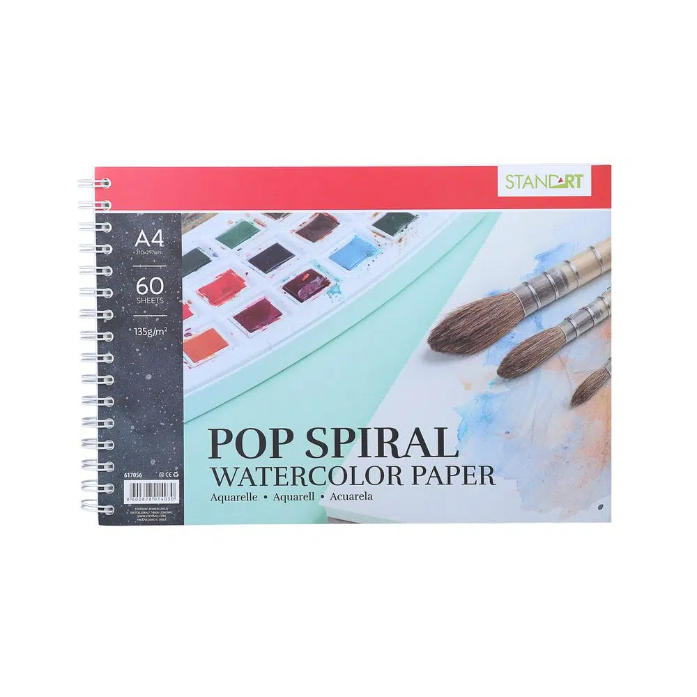 Pop spiral, akvarel blok sa spiralom, 135g, 60 lista, A4