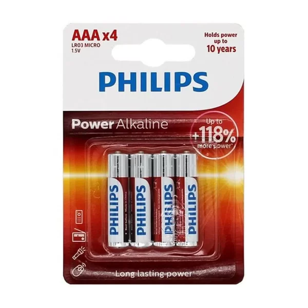 Baterija, alkalna, LR03 AAA, Philips, 4K