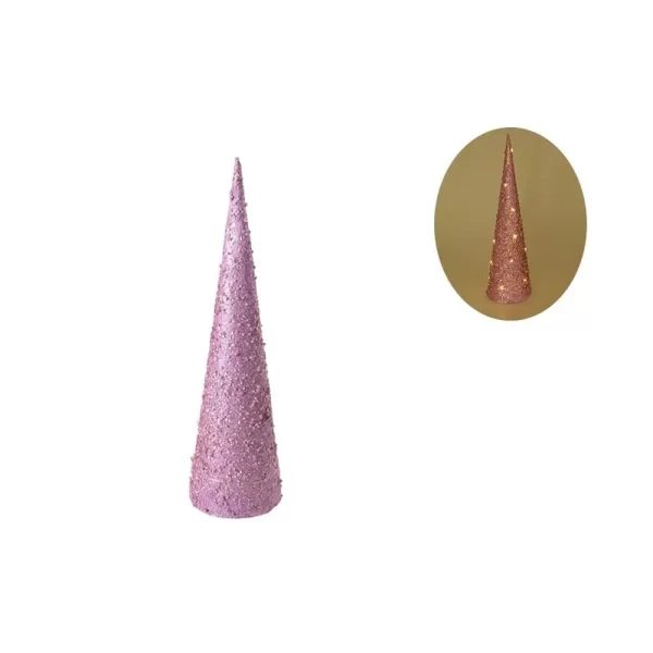 Pearl cone, jelka, biseri, roze, 60cm