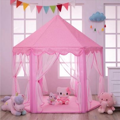 Roze šator za decu sa zavesama - šator dvorac