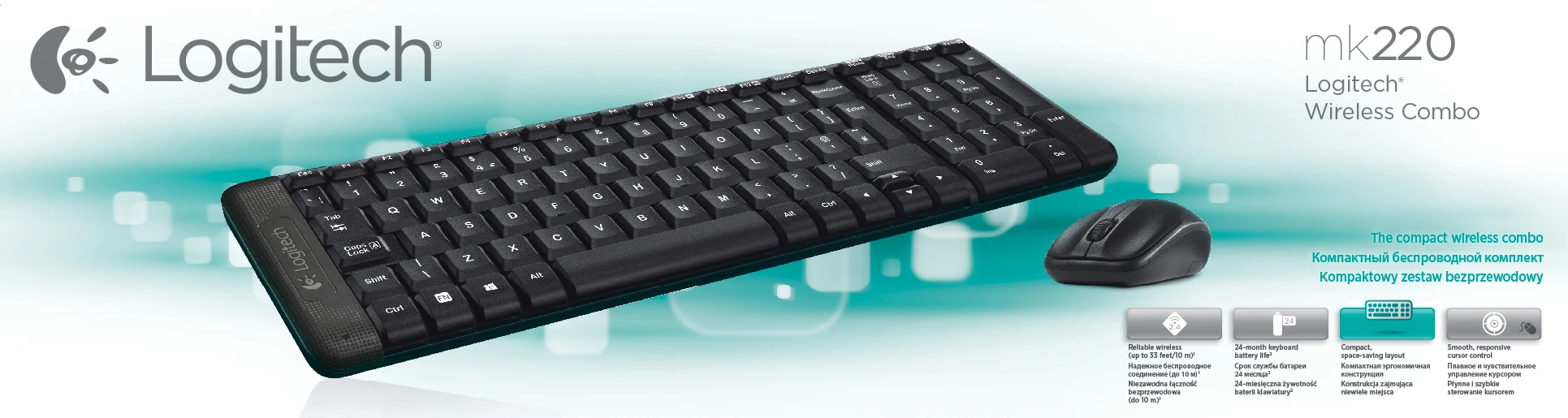 Logitech MK220 bežični komplet tastatura+miš crni