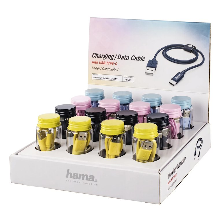 Hama (183211) kabl za punjač USB-A (muški) na USB-C (muški) 0.6m