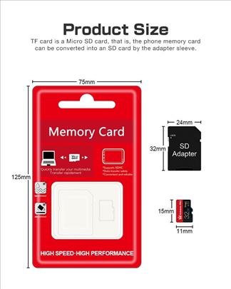 Mikro SD kartica class 10 32 ,64 i 128 GB sa adapt