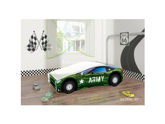 ACMA CAR V deciji krevet 18080 + GRATIS DUSEK (zelena army) Dezen 07