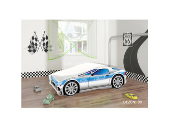 ACMA CAR V deciji krevet 180×80 + GRATIS DUSEK (plavo-beli) Dezen 09