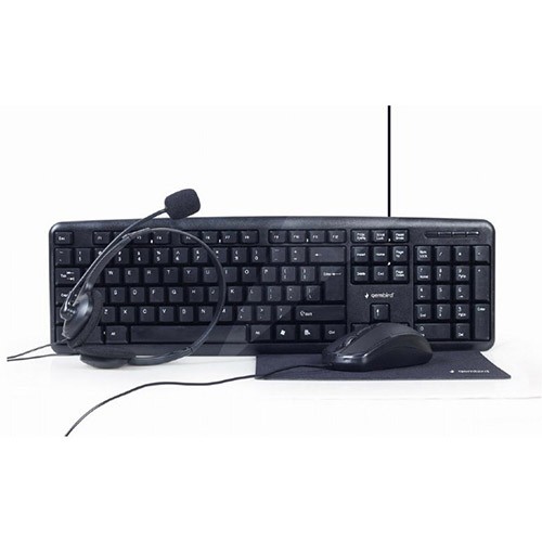 Gembird Kancelarijski komplet sa tastaturom, mišem, podlogom za miš i slušalicama | KBS-UO4-01