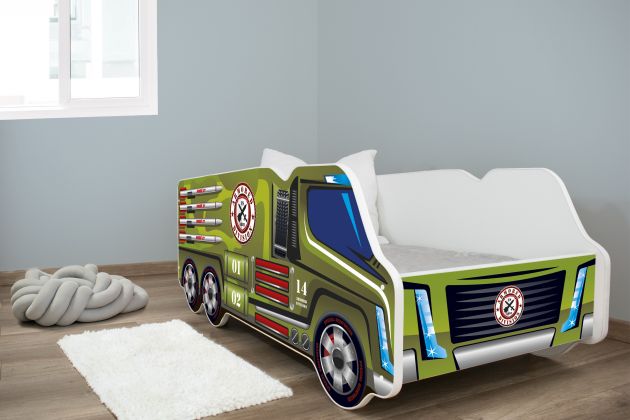 Dečiji Krevet za Dečake 140X70Cm Truck Army