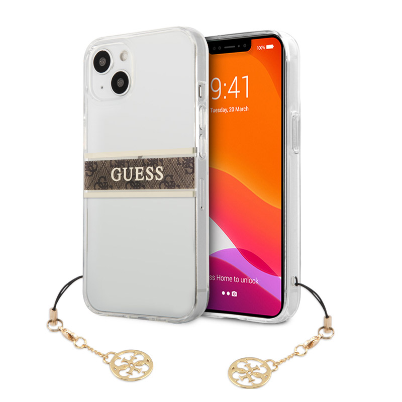 Maska(Futrola) Guess 4G Stripe Charm za iPhone 13 6.1 braon (GUHCP13MKB4GBR)