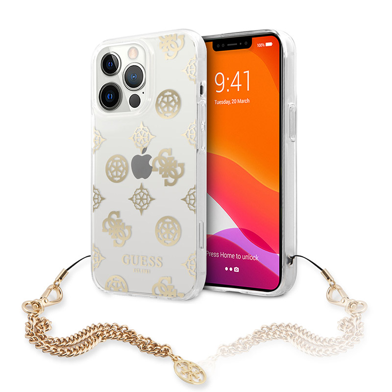 Maska(Futrola) Guess Hc Pc Chain Handle Peony za iPhone 13 Pro 6.1 zlatna (GUHCP13LKSPEGO)