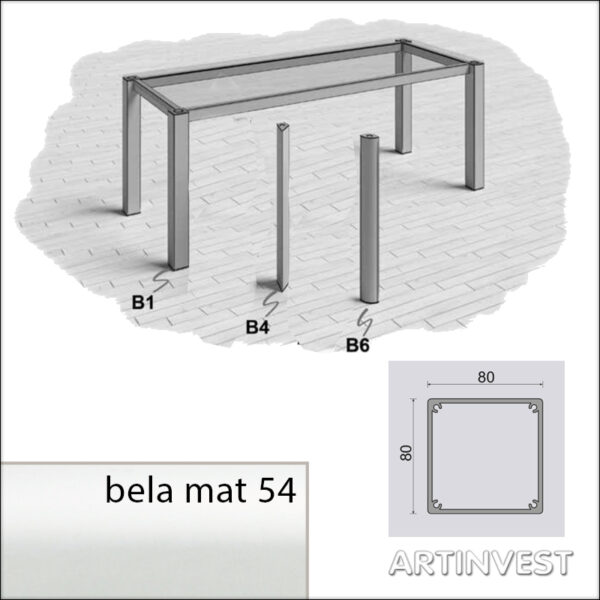 Sto IN-OUT Serie B1 – SET 4 NOGE H750 za staklo Belo 54