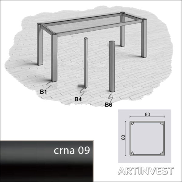 Sto IN-OUT Serie B1 – SET 4 NOGE H750 za staklo Crno 09