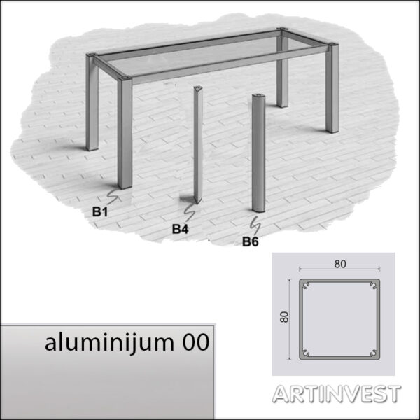 Sto IN-OUT Serie B1 – SET 4 NOGE H750 za staklo Aluminium 00