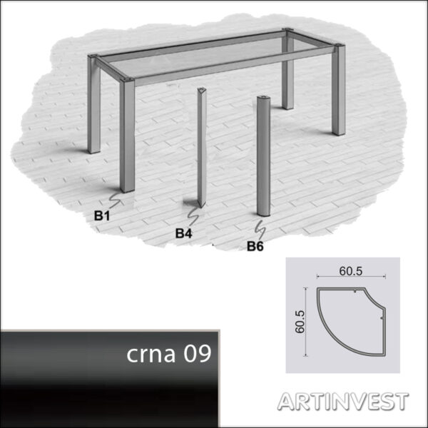 Sto IN-OUT Serie B6 – SET 4 NOGE H750 za staklo Aluminium 00