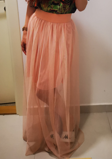 Vintage maxi roze suknja od tila