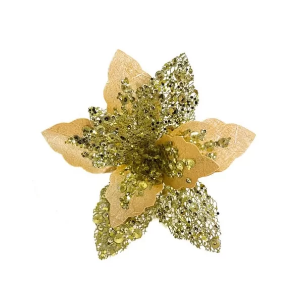Blossom, novogodišnji cvet, zlatna, 21cm