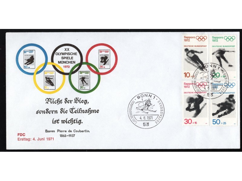 Nemačka BRD FDC 1971. Olimpijada, Komplet serija