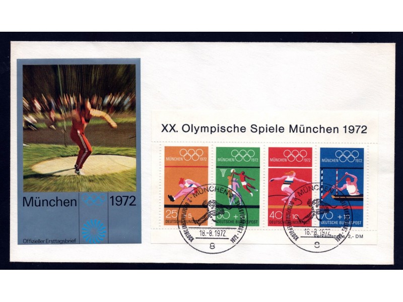 Nemačka BRD FDC 1972. Olimpijada, Blok br. 8