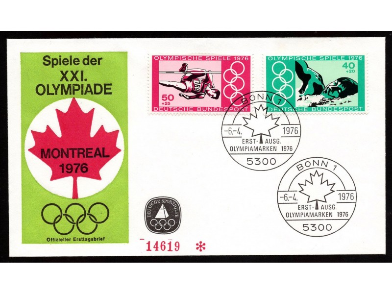 Nemačka BRD FDC 1976. Olimpijada, Komplet serija