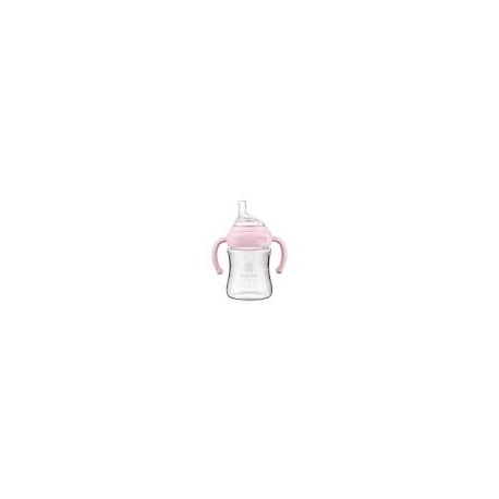 KikkaBoo Flašica staklena sa rucicama 180ml pink