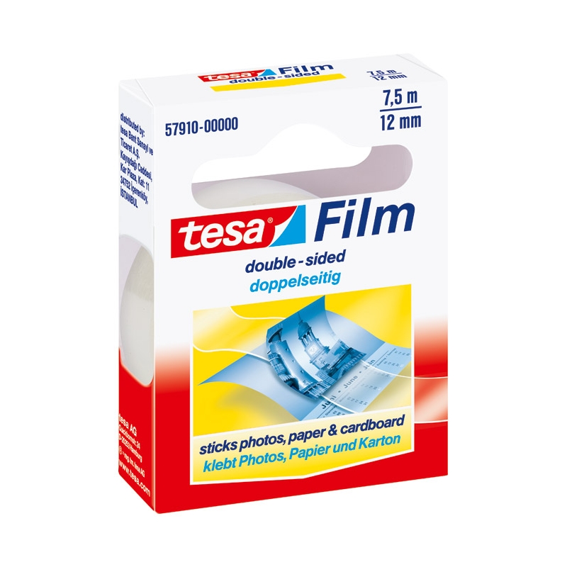 SELOTEJP - TRAKA LEPLJIVA OBOSTRANA 12MM/7,5M TESAFILM TESA 57910 BLISTER