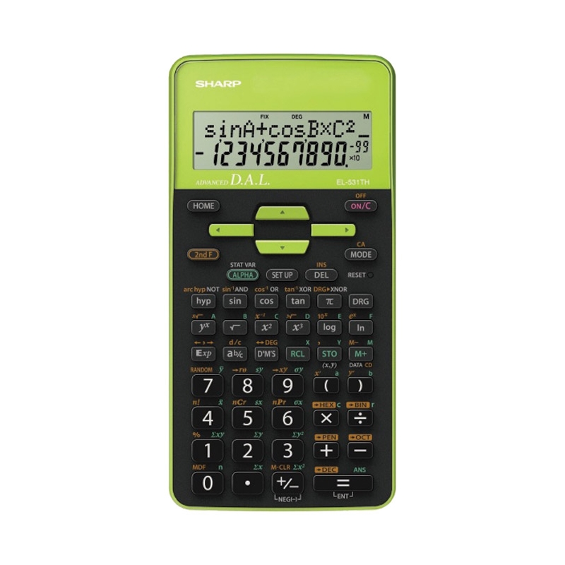 Kalkulator tehnički 10 mesta 273 funkcije Sharp EL-531TH-GR crno zeleni blister