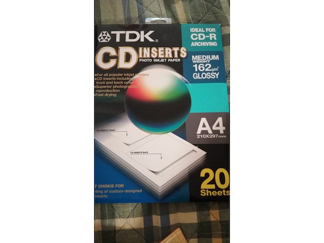 TDK CD inserts papir