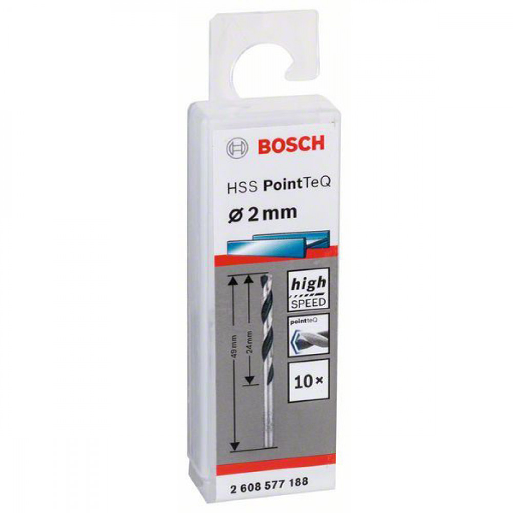 BOSCH HSS PointTeQ 2 mm Spiralna burgija za metal (10 kom) 2608577188