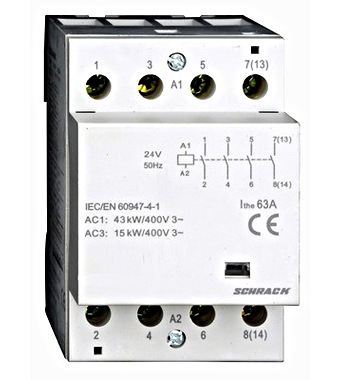AMPARO-Instalacioni kontaktor AC1: 40A/400V, 4NC, 230VAC
serija Amparo, 4-polni, širine 3 modula=54mm