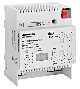 KNX/DALI Dvostruki gateway
Info: Can be parameterized from ETS version 5 or higher