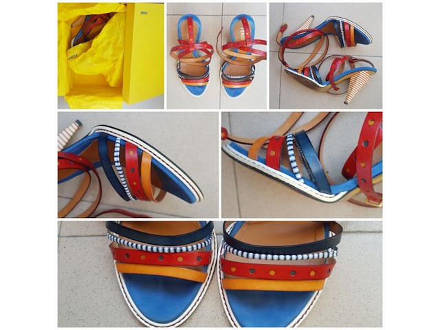 Fendi Strappy Multicolour kožne sandale, original
