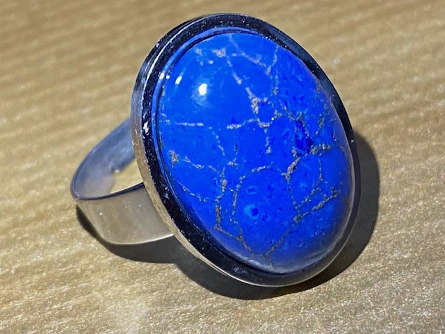 Prsten od lapis lazulija i hirurškog čelika-podešavajuć