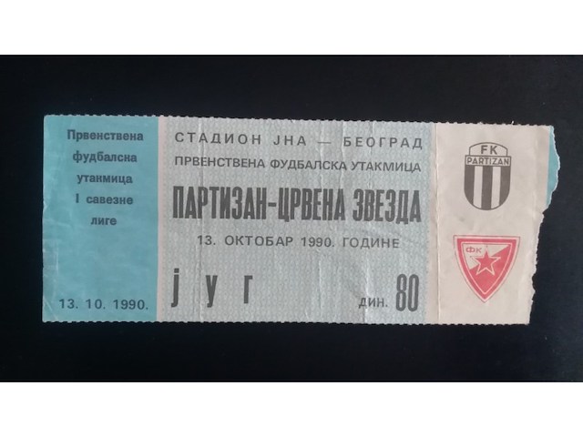 FUDBAL: PARTIZAN - CRVENA ZVEZDA 13.10.1990