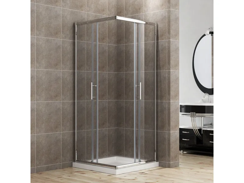 NKS Paravan 6005 providno staklo 6mm 90x90x185 plitka, silver, kompenzacioni profil KBJF00490ST