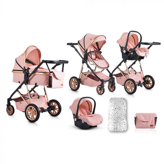 Cangaroo Kolica za bebe set 2u1 sa autosedištem i torbom Midas Pink