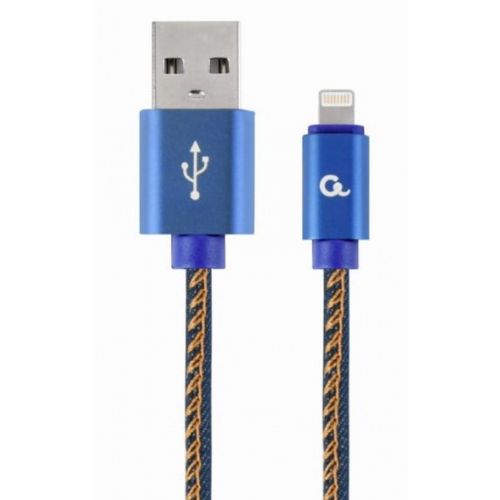 CC-USB2J-AMLM-1M-BL Gembird Premium jeans (denim) 8-pin cable with metal connectors, 1m, blue