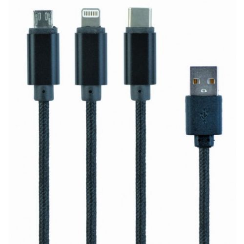 CC-USB2-AM31-1M Gembird USB 3-u-1 kabl za punjenje 8-pin, Type-C, microUSB, crni, 1m