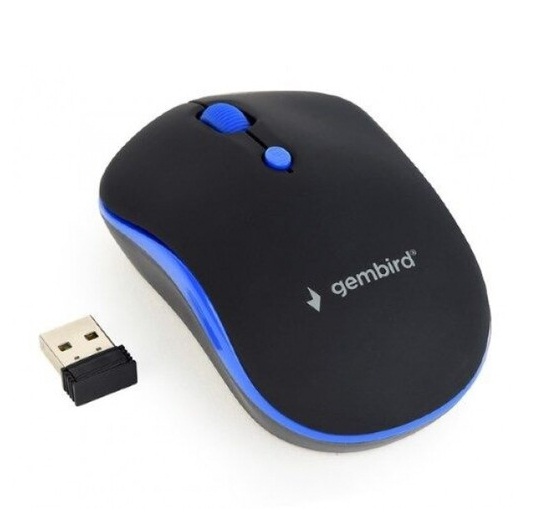 Gembird MUSW-4B-03-B bežični miš 2,4GHz optički USB 800-1600Dpi black/blue 103mm