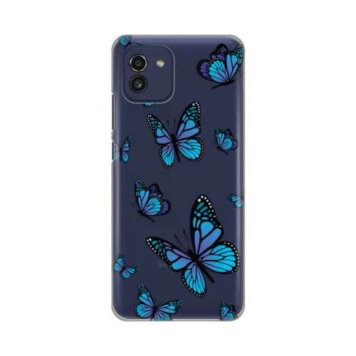 Silikonska futrola - maska print Skin za Samsung A035 Galaxy A03 Blue butterfly