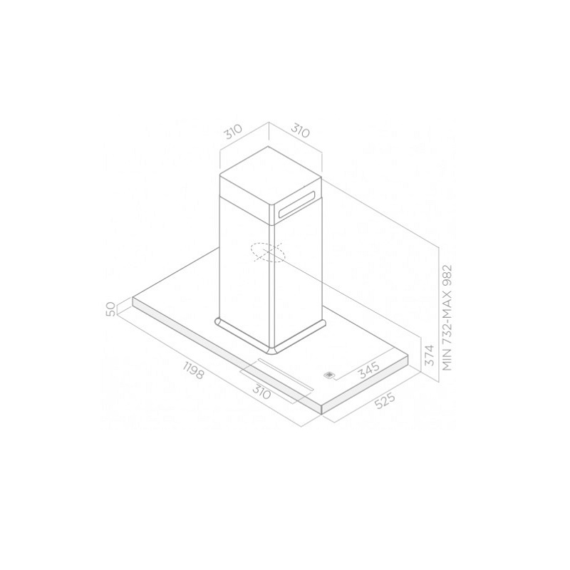 Elica ostrvski aspirator BIO ISLAND WH/A/120x58 ROVERE