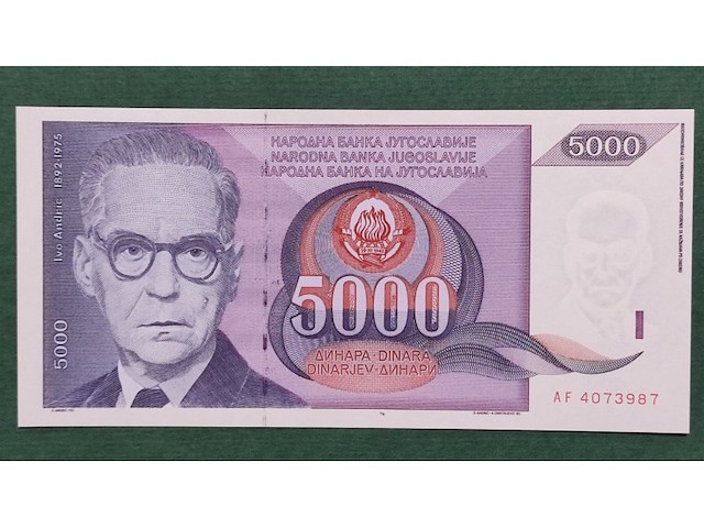 5000 DINARA 1991 UNC